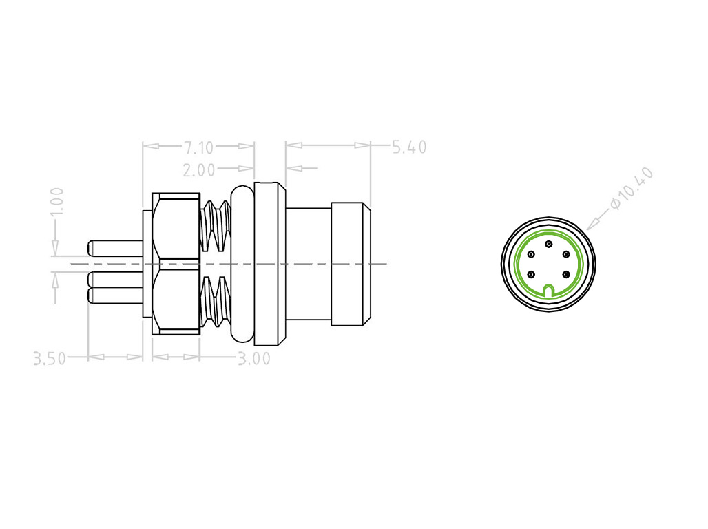 Mini B Male panel mount connector I Higo connectors