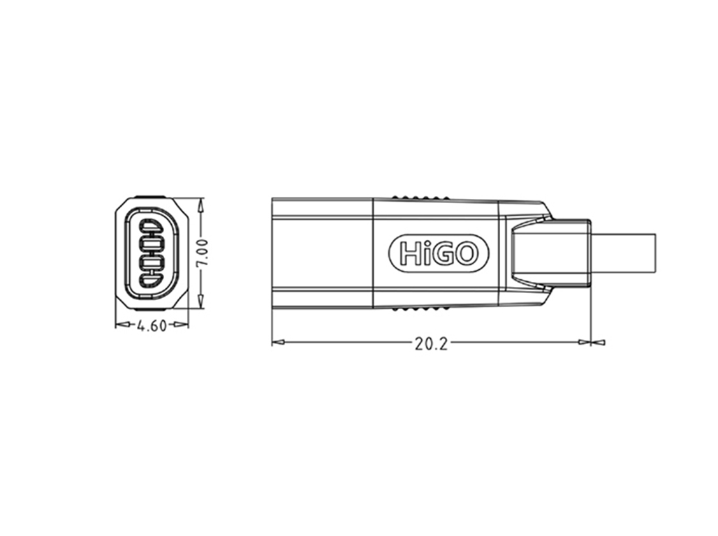Micro T Male plug connector I Higo connectors